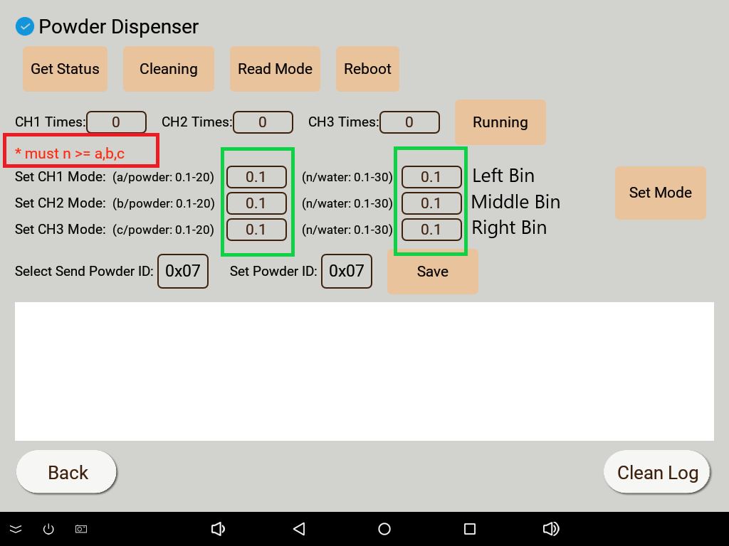 How to adjust settings for the powder dispenser