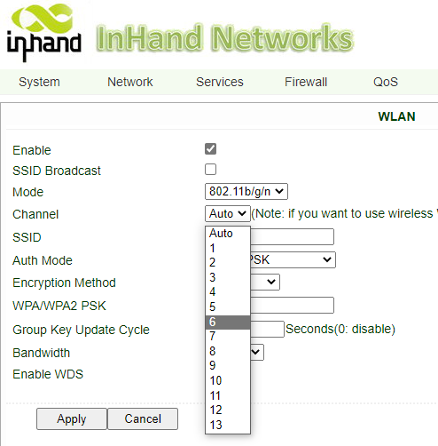 How to change the channel on an Inhand Modem