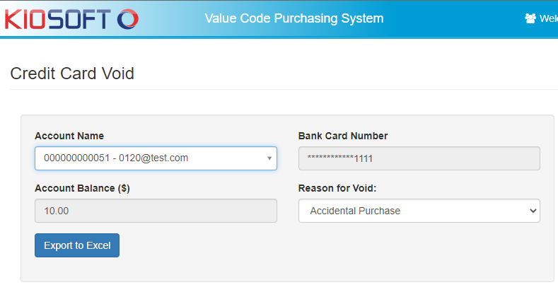 What is the Credit Card Void and Credit Card Void Log under Value code?