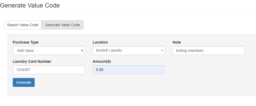 How to issue a refund to a laundry card / Generate Value Code (RETAIL)