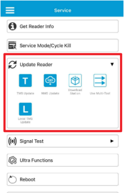 How to use KLM app to update a reader with TMS reference number